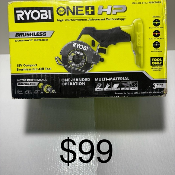 Ryobi | Other | Ryobi 8v Compact Brushless Cutoff Tool Yellow And Black ...